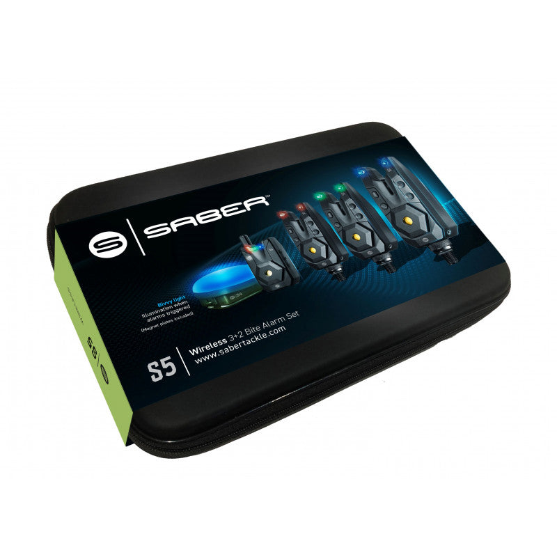 Saber S5 Wireless 3+2 Bite Alarm Set – Carpy Trader